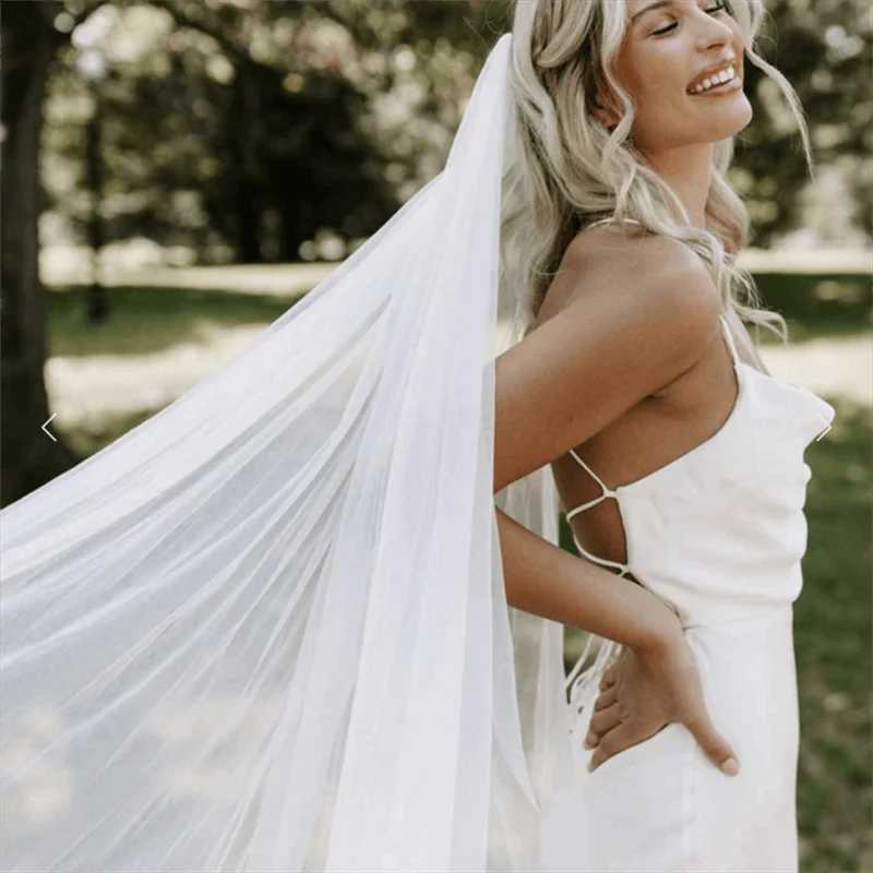 Velo de novia suave con peine, accesorio de boda, modelado de libertad, longitud de catedral ...