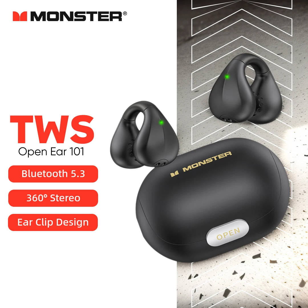 Monster-Ear-Clip-TWS-Headphones-Wireless-Bluetooth-5-3-Bone-Conduction ...