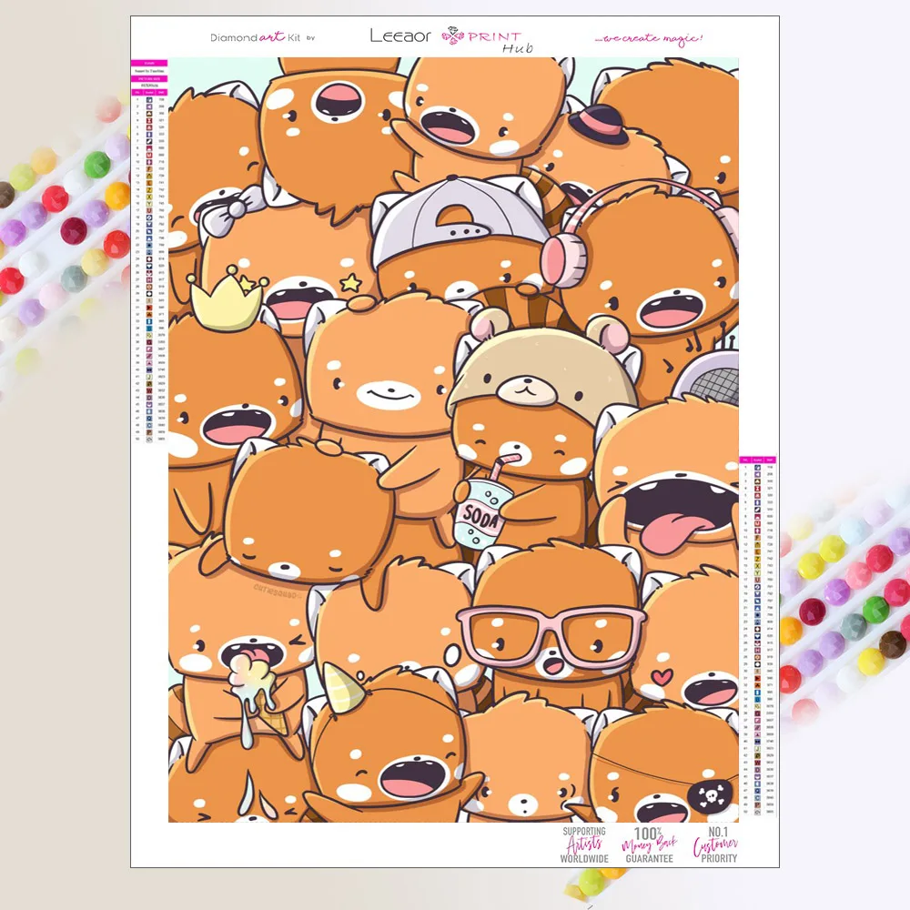 Cartoon-Animal-Diamond-Painting-Cute-Red-Panda-Squad-Cross-Stitch-Kits ...