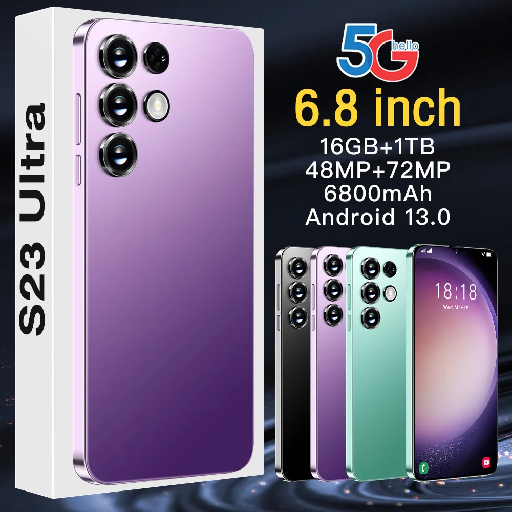Global Version S23 Ultra Smart Phone 6.8 Inch HD Full Screen 6800mah ...