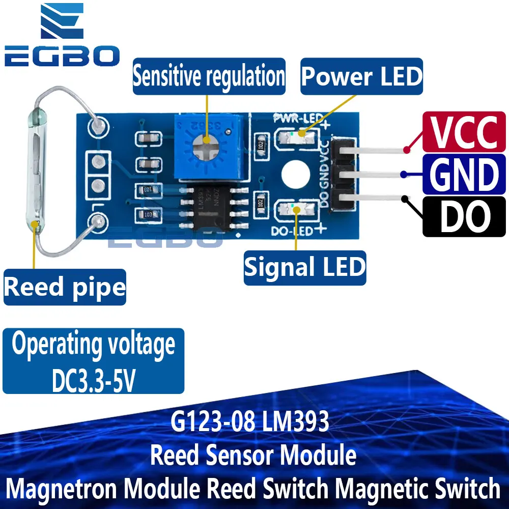 1PCS-5PCS-G123-08-LM393-Reed-Sensor-Module-Magnetron-Module-Reed-Switch ...