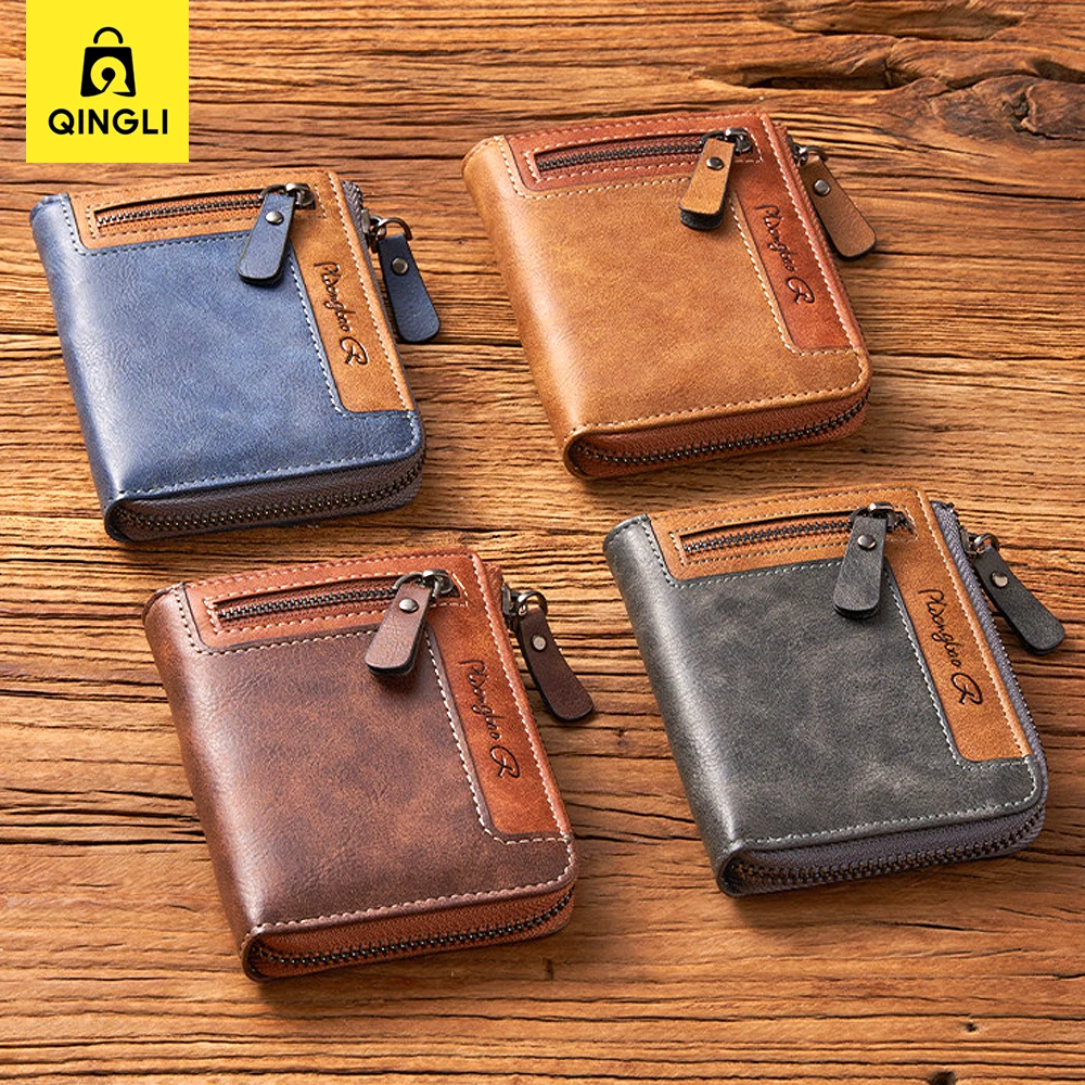 New-RFID-Real-Leather-Men-s-Wallet-Anti-thef-Fashion-Stitching-Sewing ...