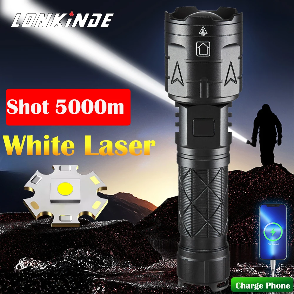 60W-LED-High-Power-Powerful-Rechargeable-50000LM-Flashlight-White-Laser ...