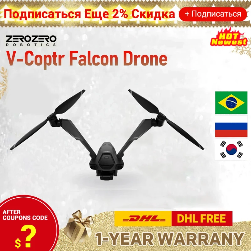 Zero Zero V Coptr Falcon Drone V shaped Bi copter 50 Min Flight Time 3 ...