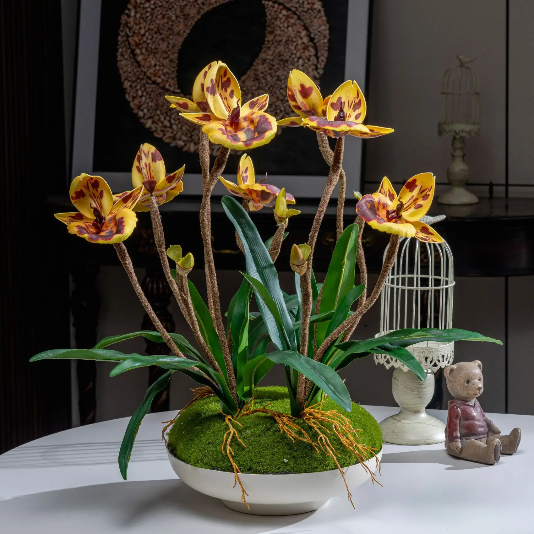 Simulated Angelica Paphiopedilum Artificial Flower Silk Flower Ornament ...