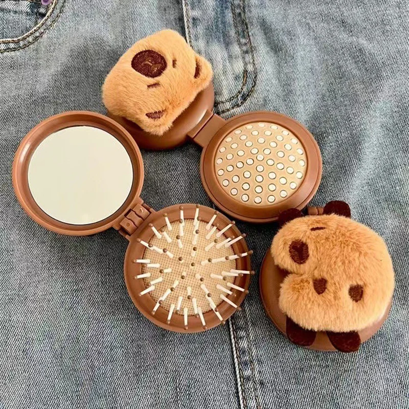 Folding-Capybara-Air-Cushion-Comb-With-Mirror-Portable-Travel-Capybara ...