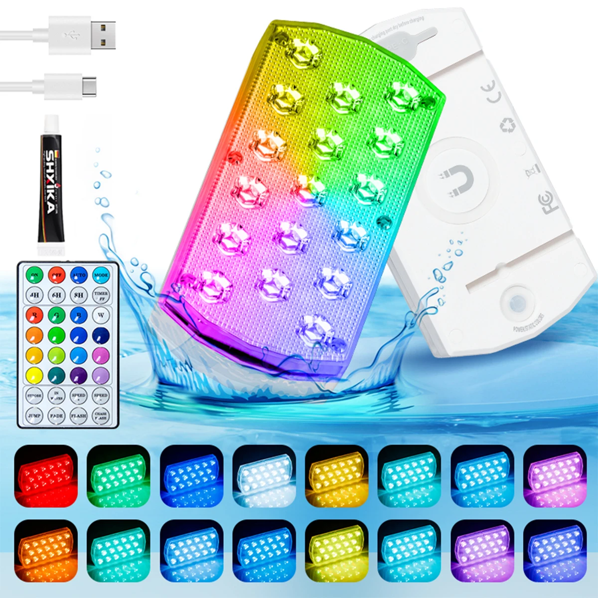 Pool Lights Rechargeable Submersible LED Lights IP68 Waterproof ...