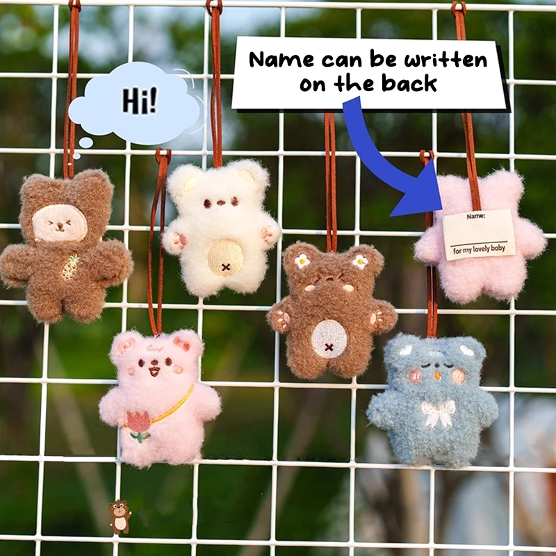 Cartoon-Pineapple-Bear-Name-Sticker-Pendant-Plush-Doll-Toy-Anti-lost ...