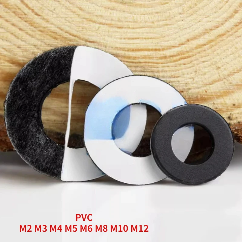 M2 M3 M4 M5 M6 M8 M10M12 Single Sided Adhesive Backed PVC Black Flat ...