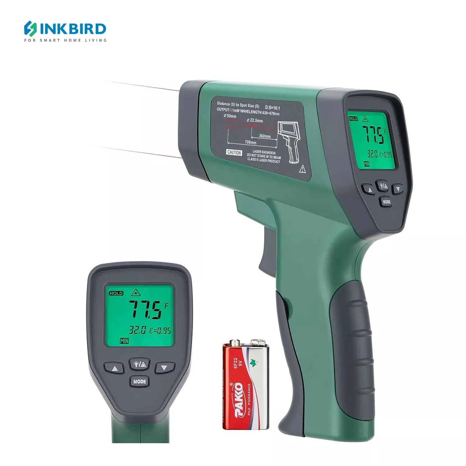 INKBIRD INK-IFT03 Infrared Thermometer Gun Non-Contact Auto-off Backlit ...