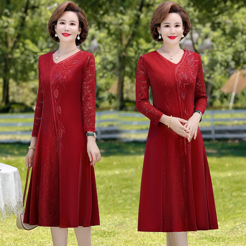 Red Festive Wedding Cheongsam Dress Vestidos Elegant Women Dresses ...