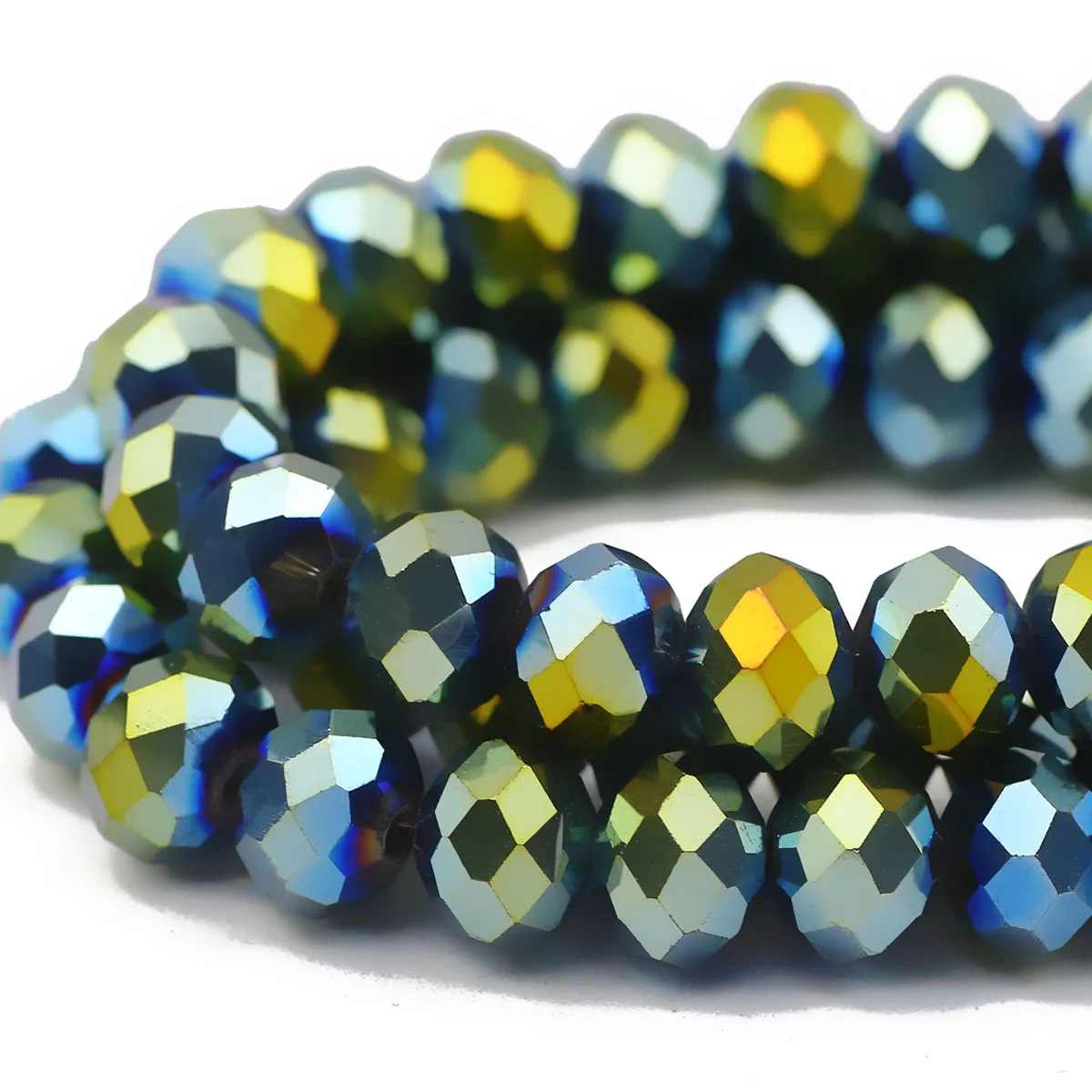 Green Flat Round Shape Austrian Crystals Glass Loose Spacer Beads 50 ...
