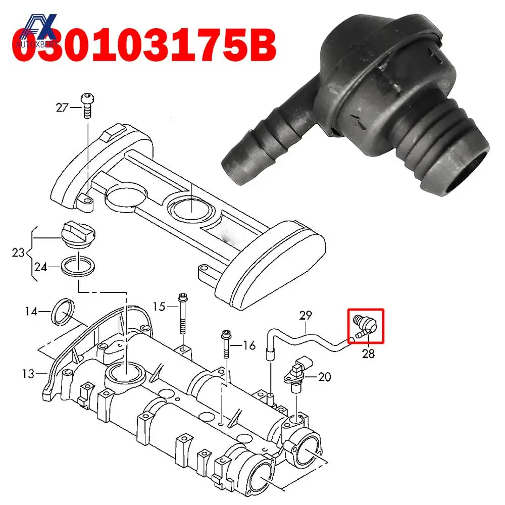 Engine Breather Hose One Way Valve For AUDI A1 A3 S3 8P VW Beetle Caddy ...