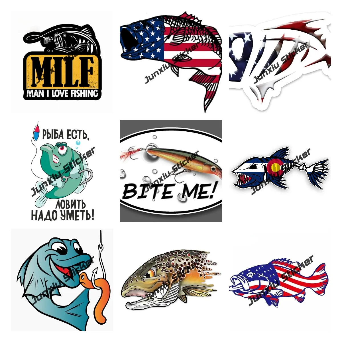 Creative Stickers Bass Fish Sticker Decal Fishing Bumper Sticker Fish ...