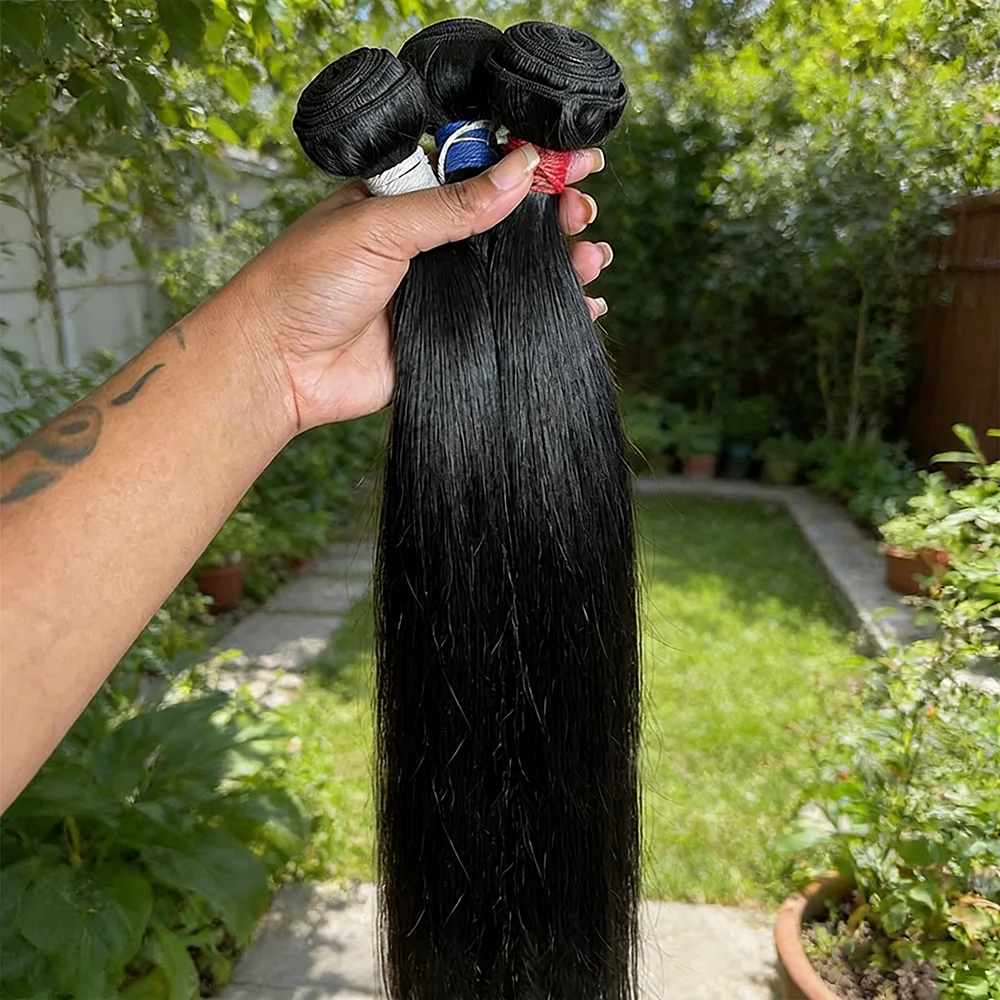 MSMV 12A Straight Human Hair Bundles 26 28 30 Inches Raw Hair Bundles ...