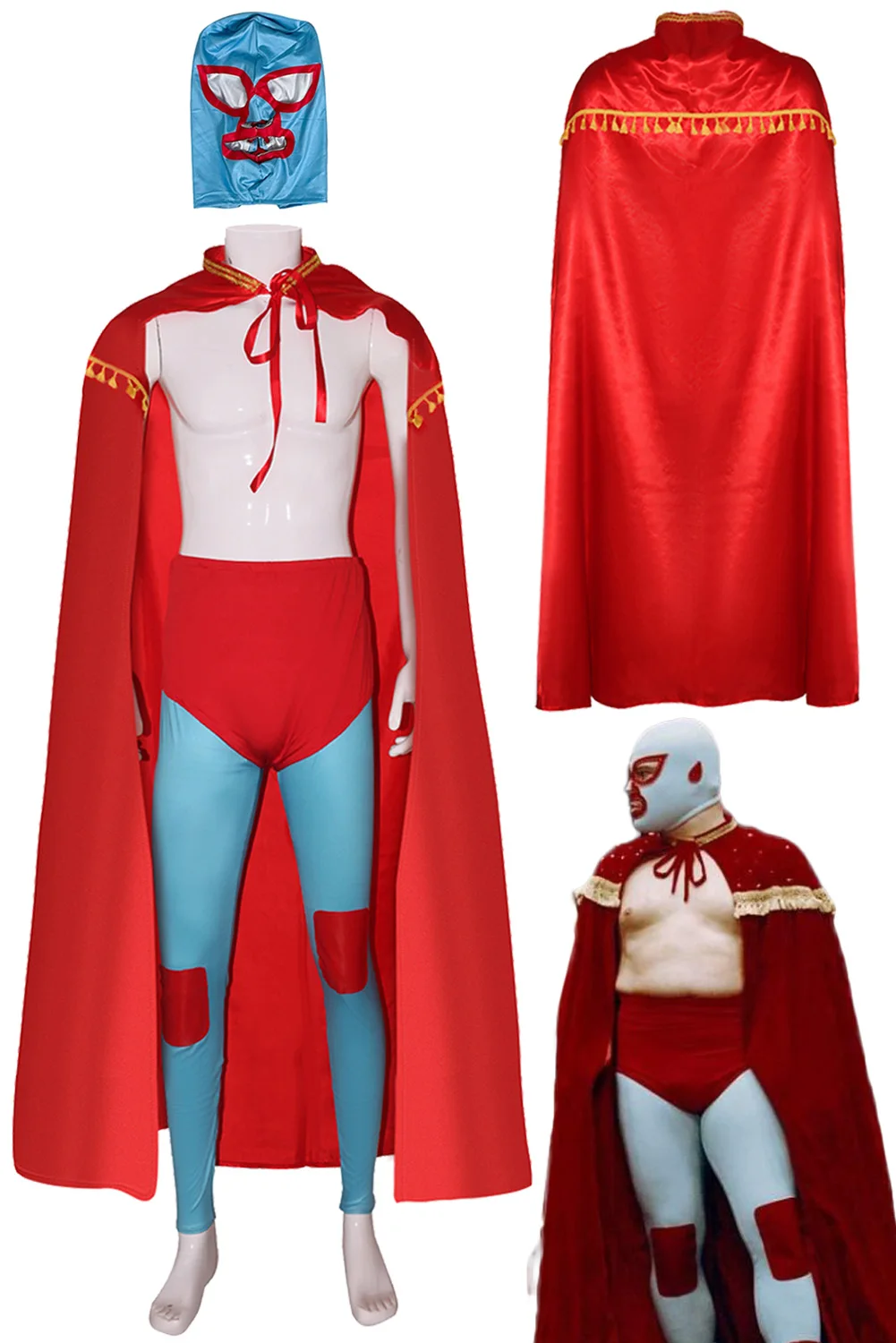 Fancy-Wrestler-Nacho-Cosplay-Mask-Pants-Cloak-For-Men-2006-Movie-Nacho ...