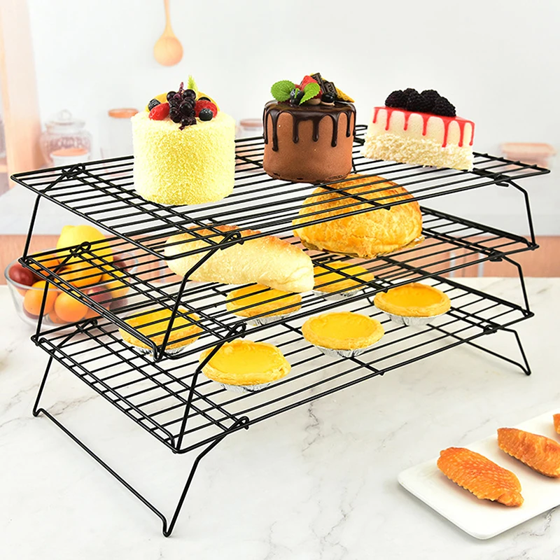 Stainless-Steel-Non-Stick-Wire-Grid-Pastry-Tray-Cake-Baking-Cooling ...