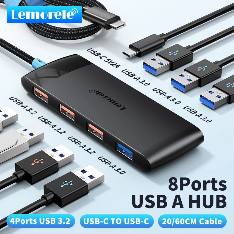 Lemorele-TC110-8Ports-USB-HUB-10Gbps-USB-3-2-Hub-Multiprise-USB-High ...
