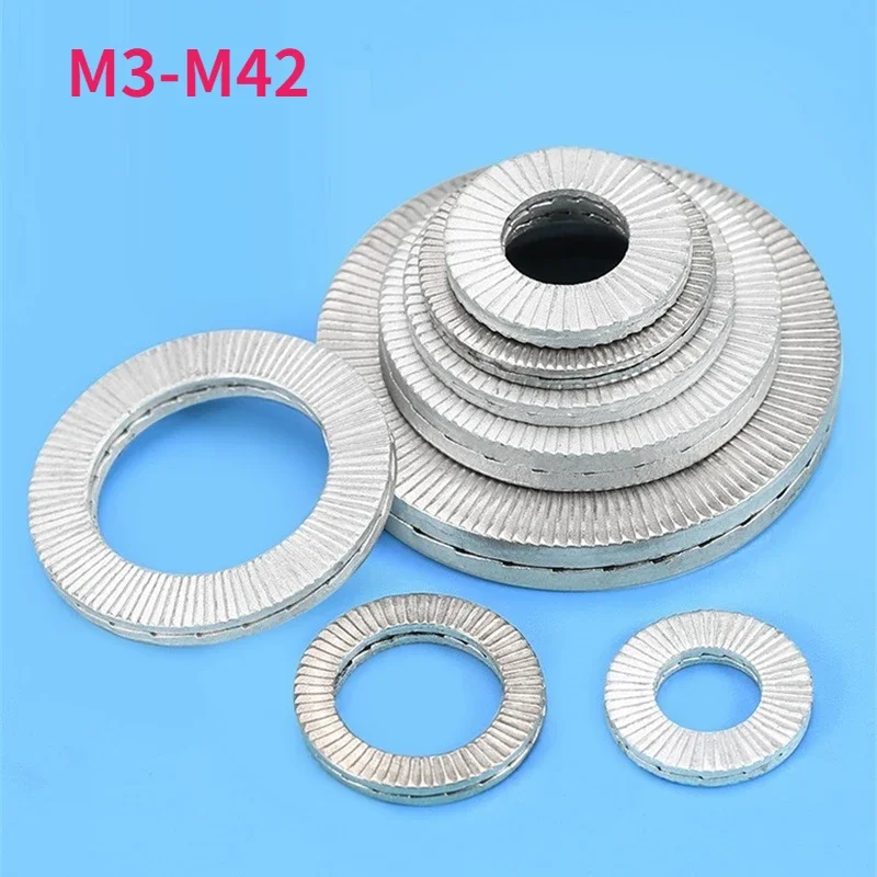 M3-M42-Stainless-Steel-Dacromet-Double-Deck-Self-Locking-Washer-Wedge-Lock-Anti-Loosening-Anti ...