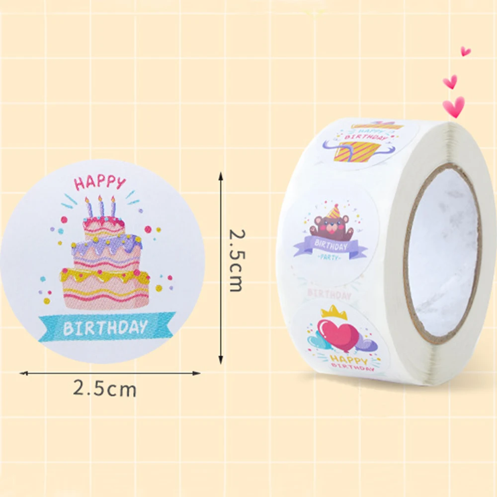 100-500pcs Happy Birthday Cake Party Sticker Creative Cartoon ...