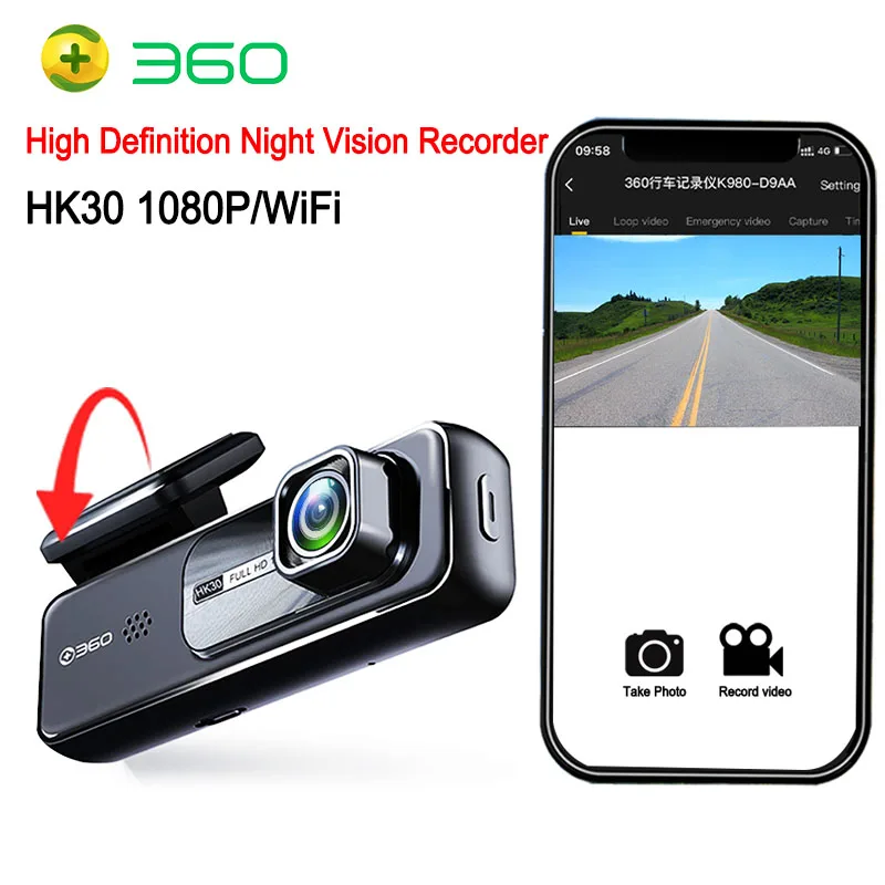 360 Dash Cam HK30 Camera Veicular para Câmera Carro DVR Veículo 1080P ...