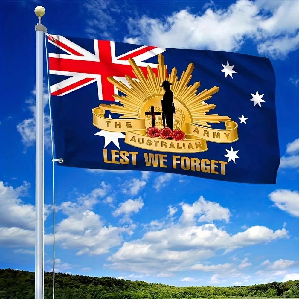 Australian "Lest We Forget" Grommet Flag, Always Remember, We Will ...