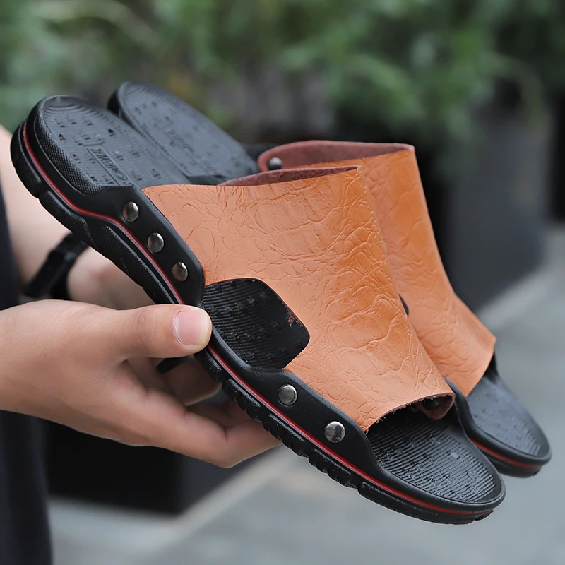 Plus-Size-Genuine-Leather-Men-Slippers-Fashion-Fretwork-Men-Sandals ...