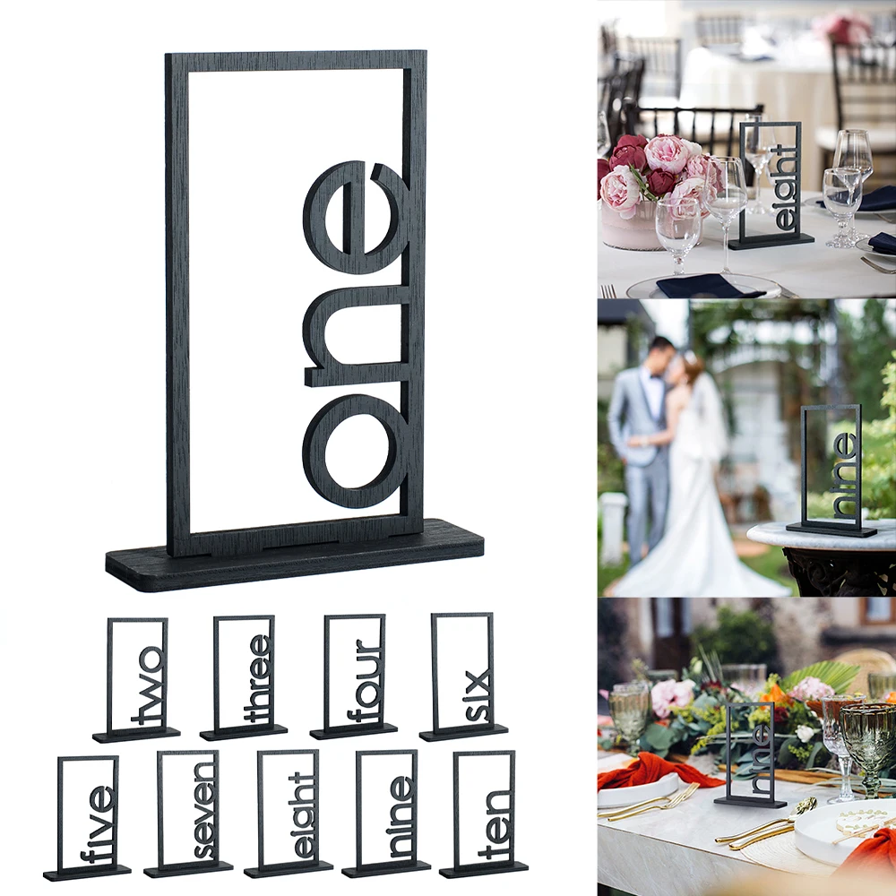 1Set Table Number Black Wooden Wedding Party Decor Table Number Sign ...