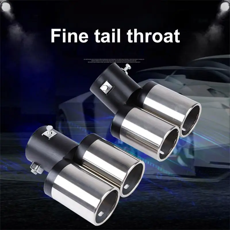 Automobile-Tail-Dual-Outlet-Exhaust-Tip-Stainless-Steel-Slant-Rolled ...