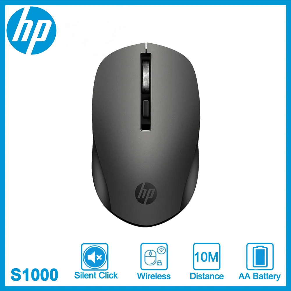 Беспроводная бесшумная мышь HP S1000 PLUS, оптическая портативная мини ...