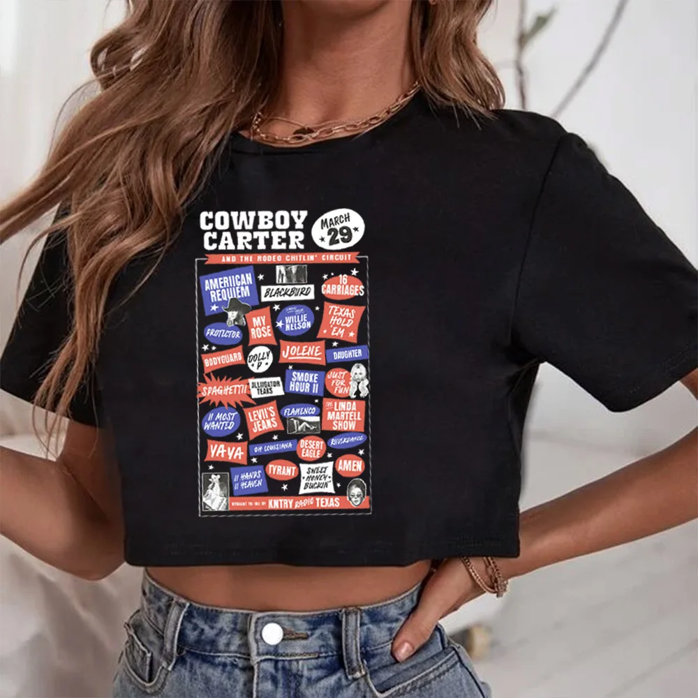 Beyonce-Cowboy-Carter-Shirts-Women-Crop-Top-Breathable-Streetwear ...
