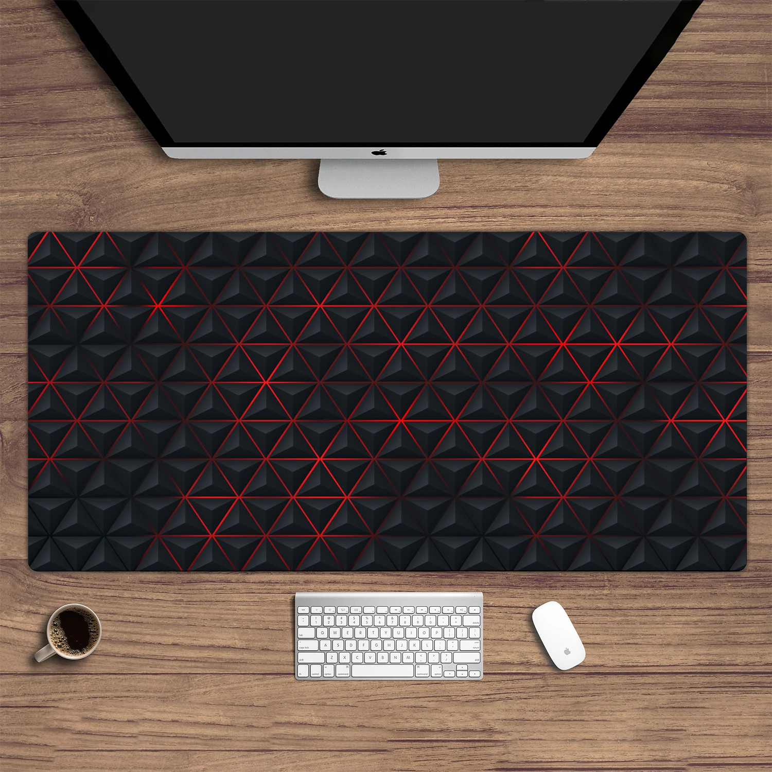 Black-Red-Mouse-Pad-Large-Non-Slip-Rubber-Gaming-Keyboard-Desk-Mat-with ...