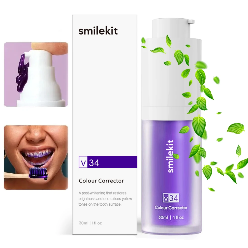 Teeth-Whitening-Toothpaste-Smile-Kit-Mousse-Purple-Professional-Dental ...