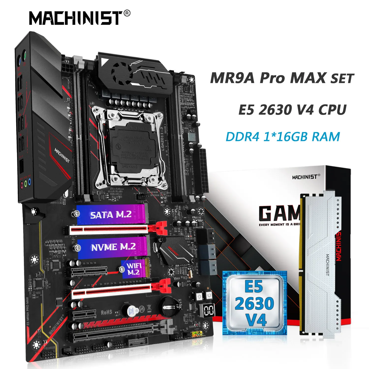 MACHINIST placa base X99 Combo Xeon CPU E5 2630 V4 kit LGA 2011 3 DDR4 RAM 1 piezas x 16GB ...