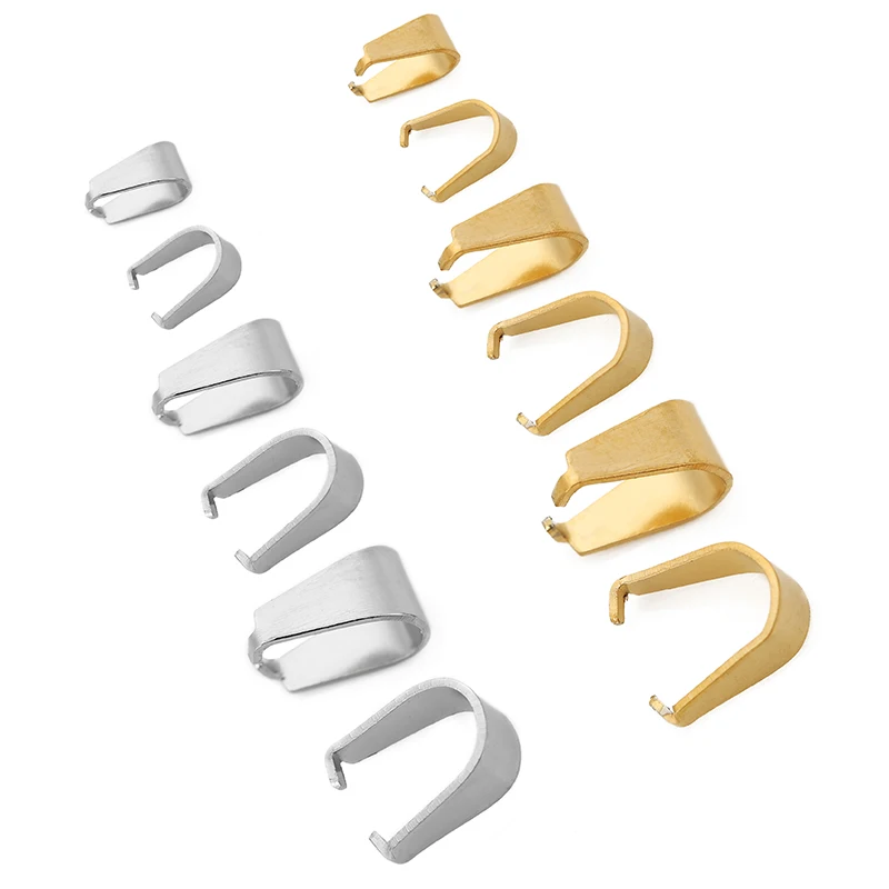 50/100pcs Stainless Steel Pendants Clips Clasps Bails for DIY Necklace ...
