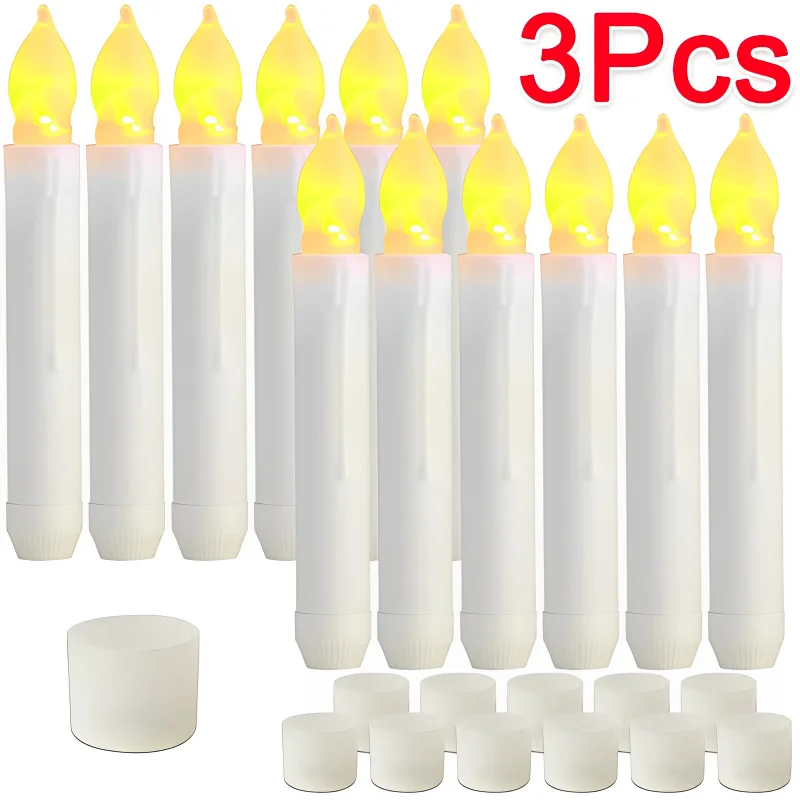 3-1Pcs-LED-Flameless-Electronic-Candles-Battery-Powered-Taper-Pointed ...