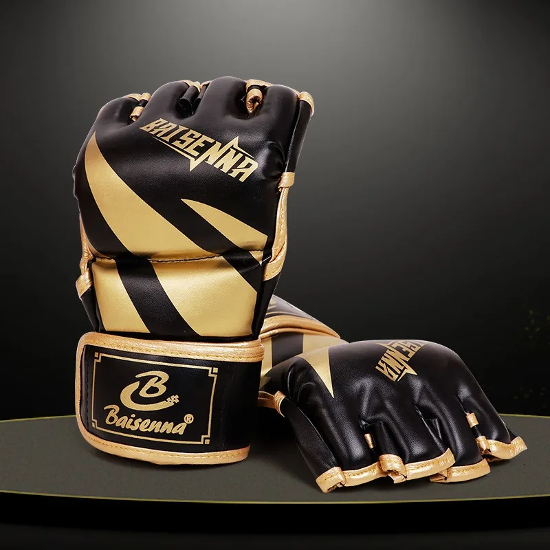 Fitness Boxing Training Half Finger Gloves MMA Punching Gloves Muay ...