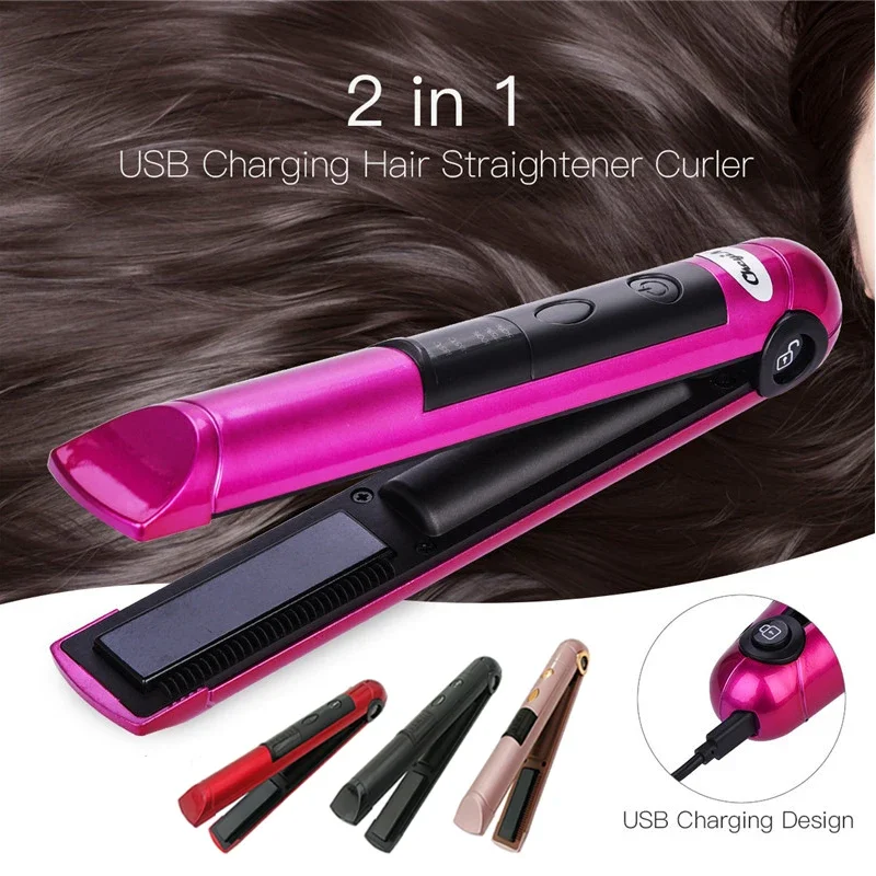 Wireless-Electric-Heating-Hair-Straightener-Curler-For-Women ...