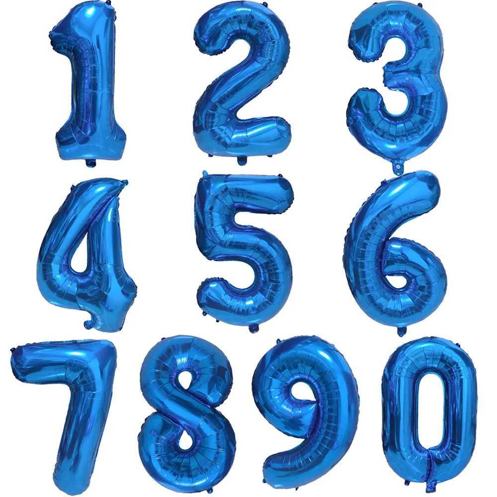 Blue Large Numbers Balloon 32 Inch 0 1 2 3 4 5 6 7 8 9 Birthday Digit ...