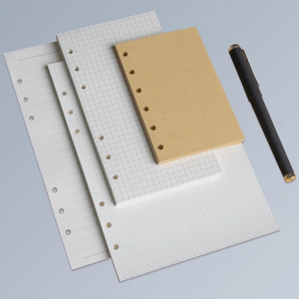 1 Pack A5/A6/A7 Refill Paper, 6 Holes Loose Leaf Paper, 6 Ring Notebook ...