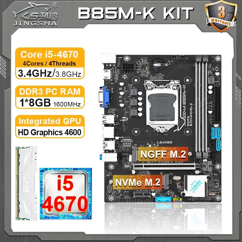 JINGSHA-Placa-base-B85-M-K-LGA-1150-conjunto-con-CPU-i5-4670-8GB-DDR3 ...