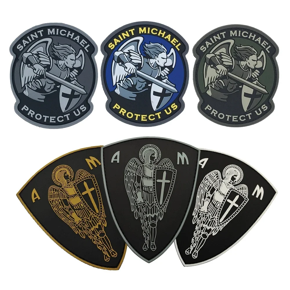 SAINT-MICHAEL-PROTECT-US-Morale-Badge-PVC-Patches-Backpack-Sticker-Saint-Mayer-Armband-Hook-loop ...