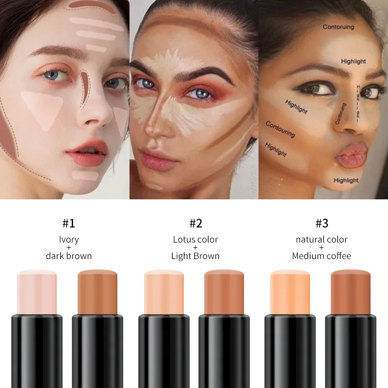 New-Double-headed-Face-Makeup-Base-Contouring-Bronzer-Stick-Waterproof ...