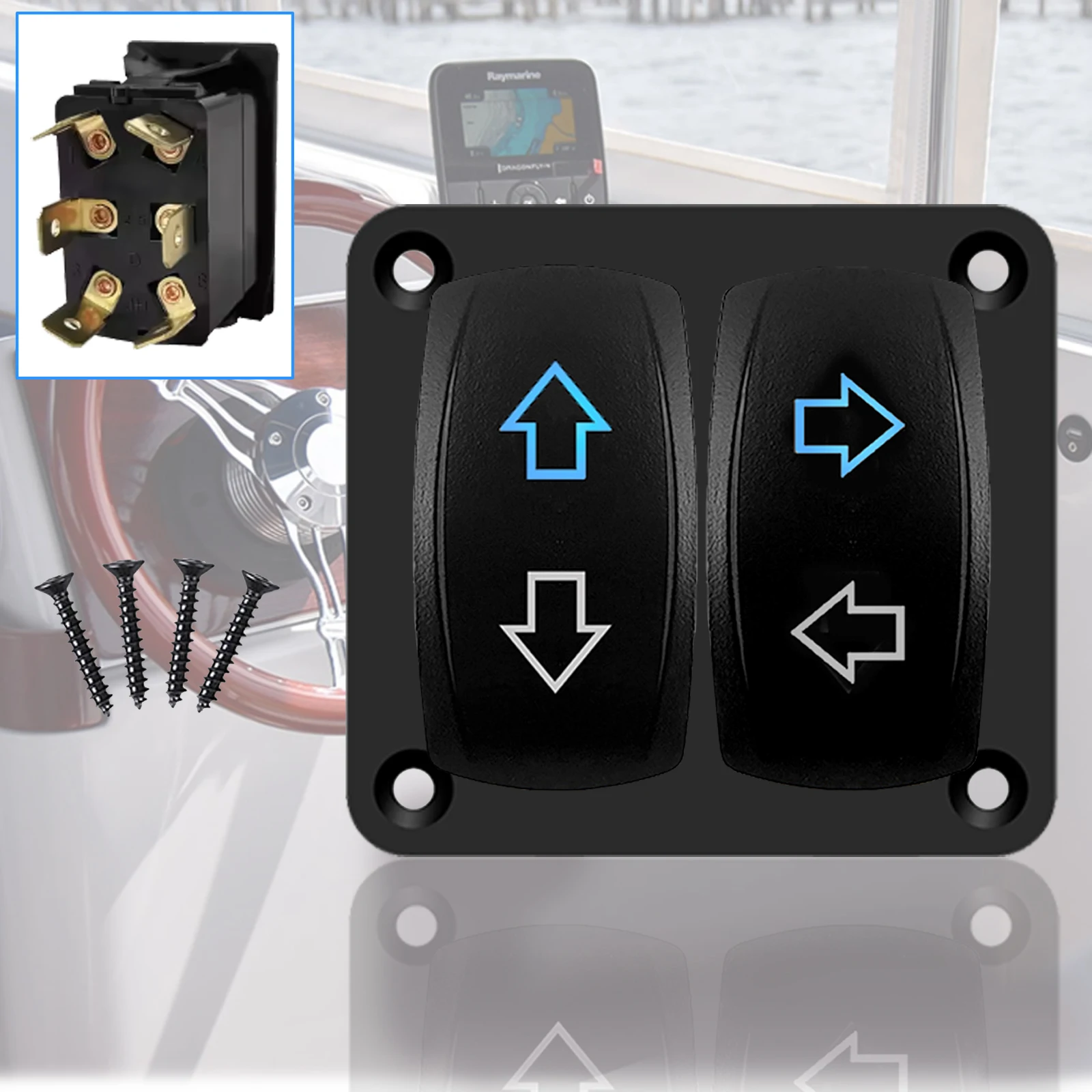 12V Reverse Polarity Rocker Switch Up Down Left Right Arrow 3Way ...