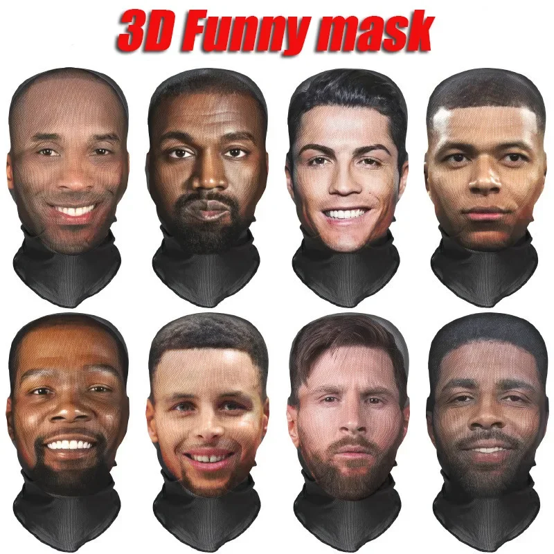 Interesting 3D Printed Seamless Ronaldo Kanye Mask Hat Cosplay Facial ...