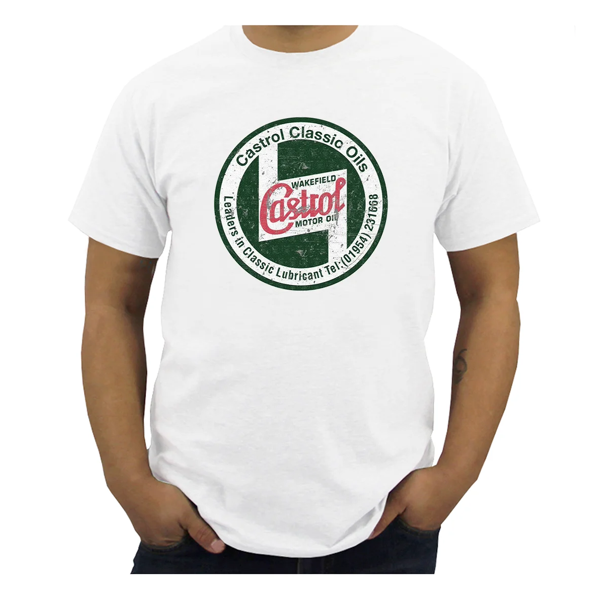 New Castrol Vintage Sign T-shirt Distressed Classic Retro Oil Racer ...
