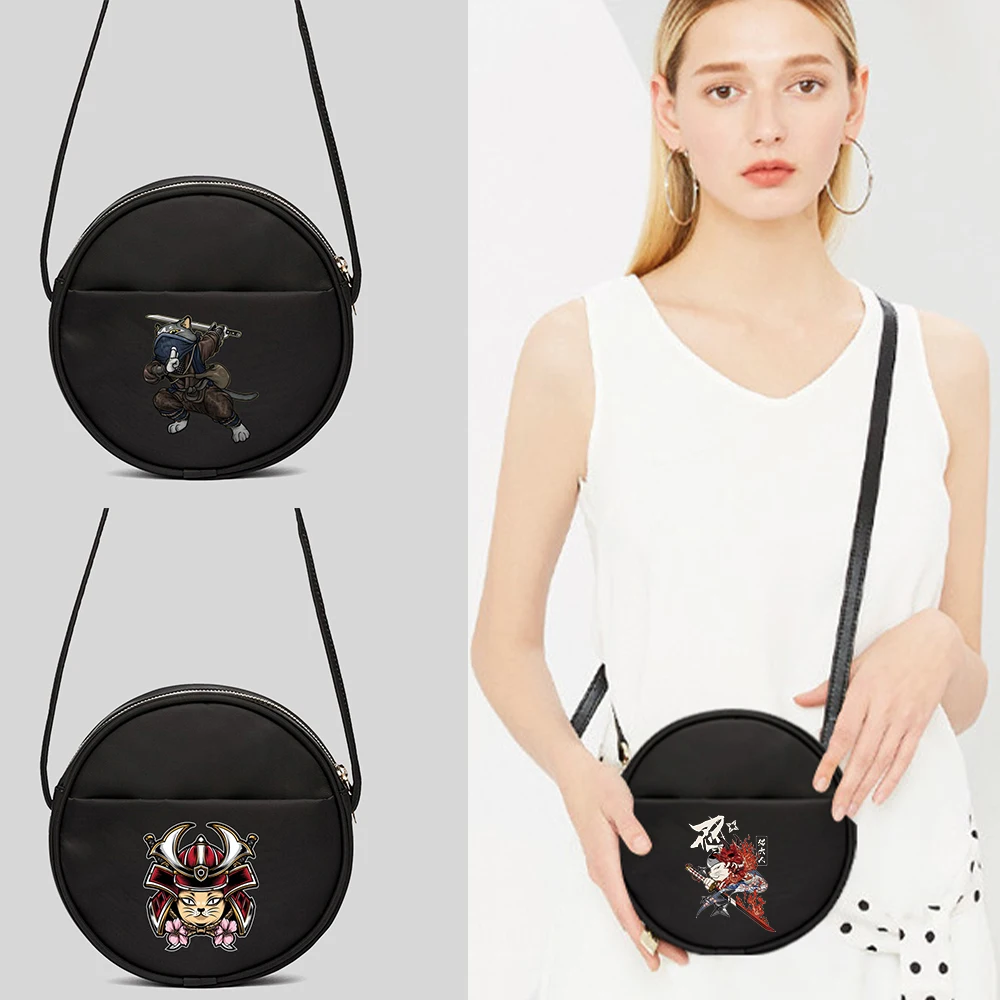 2022 New Ninja Print Round Bag Circular Fashion Tote Bag Casual ...