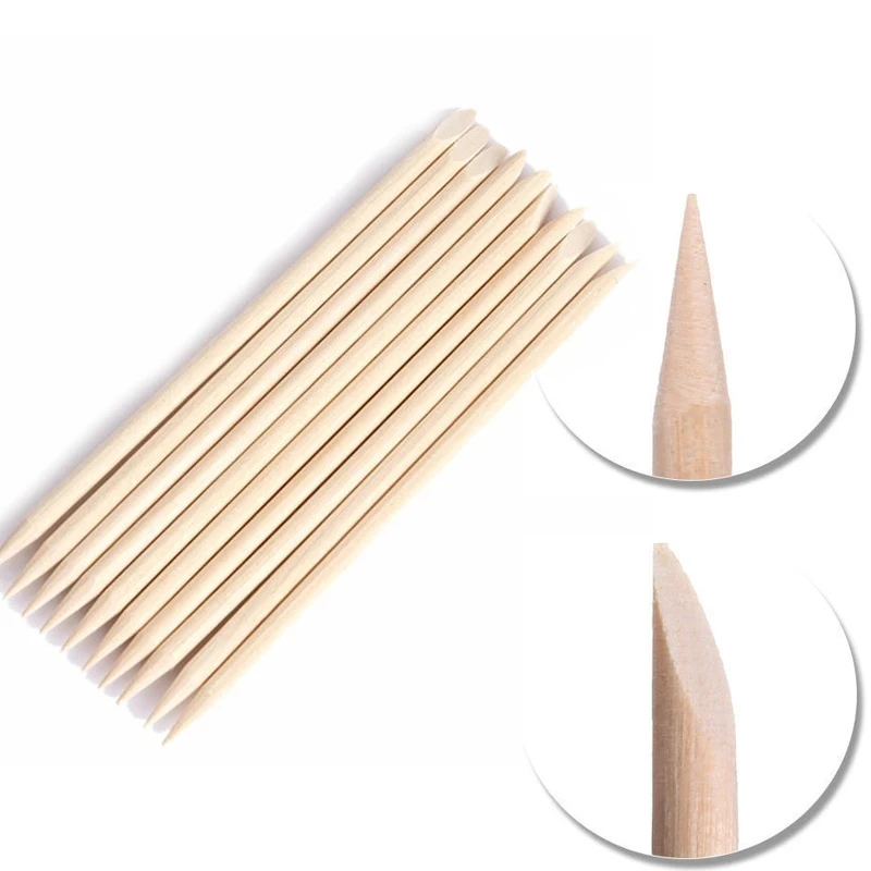 50/100PCS Nail Art Orange Wood Sticks Cuticle Pusher Remover Manicure ...