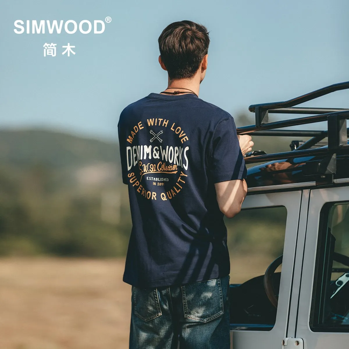 SIMWOOD-2023-Summer-New-100-Cotton-T-shirts-Men-Letter-Print-Tops-Comfortable-Breathable-Tshirts ...