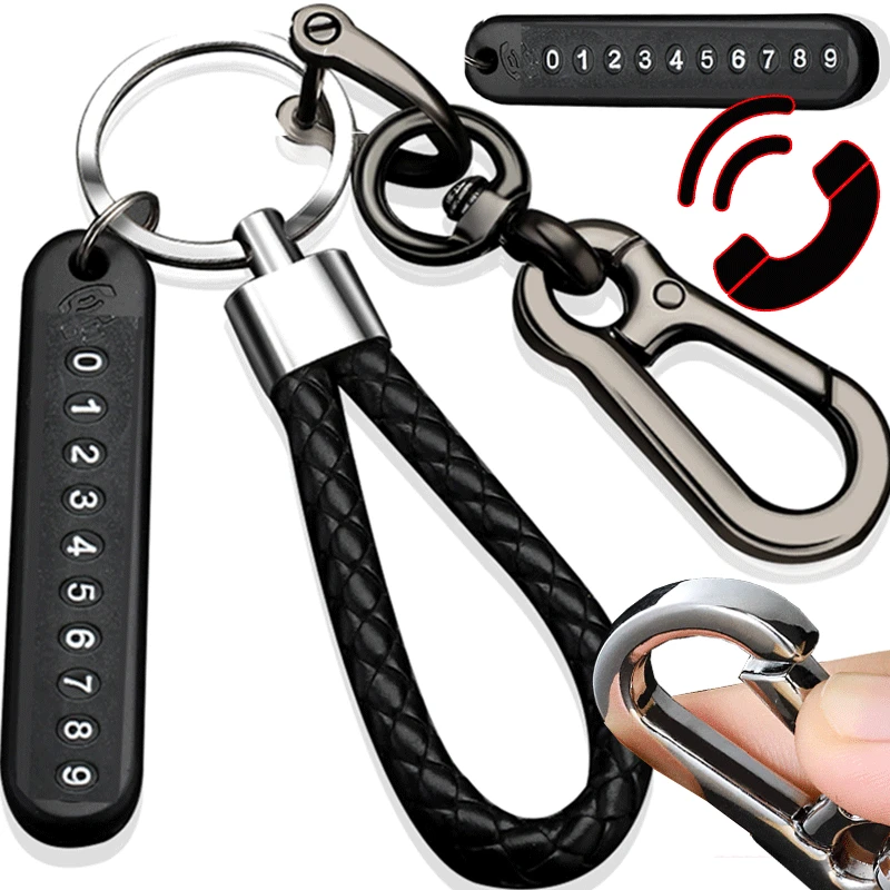 New-Anti-Lost-Phone-Number-Card-Lobster-Clasp-Keychain-Waxed-Leather ...